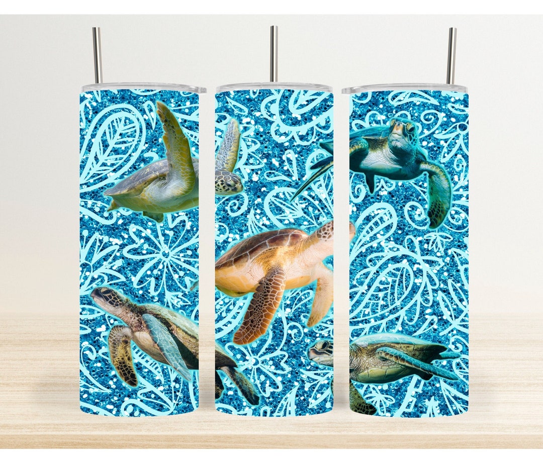 Sea Turtle - Glitter Skinny Tumbler Wrap Design Sublimation Digital ...