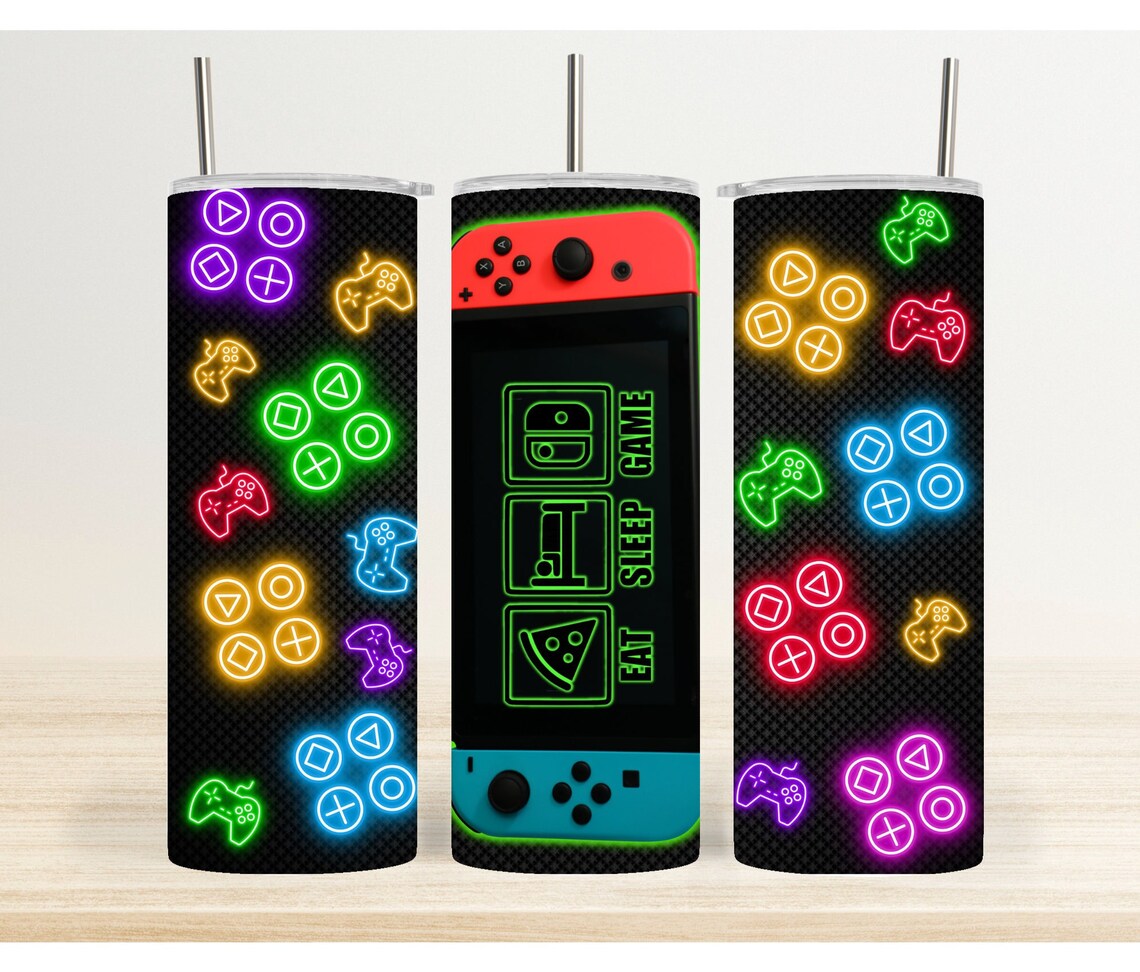 Gaming Video Games Skinny Tumbler Wrap Design Sublimation Digital ...