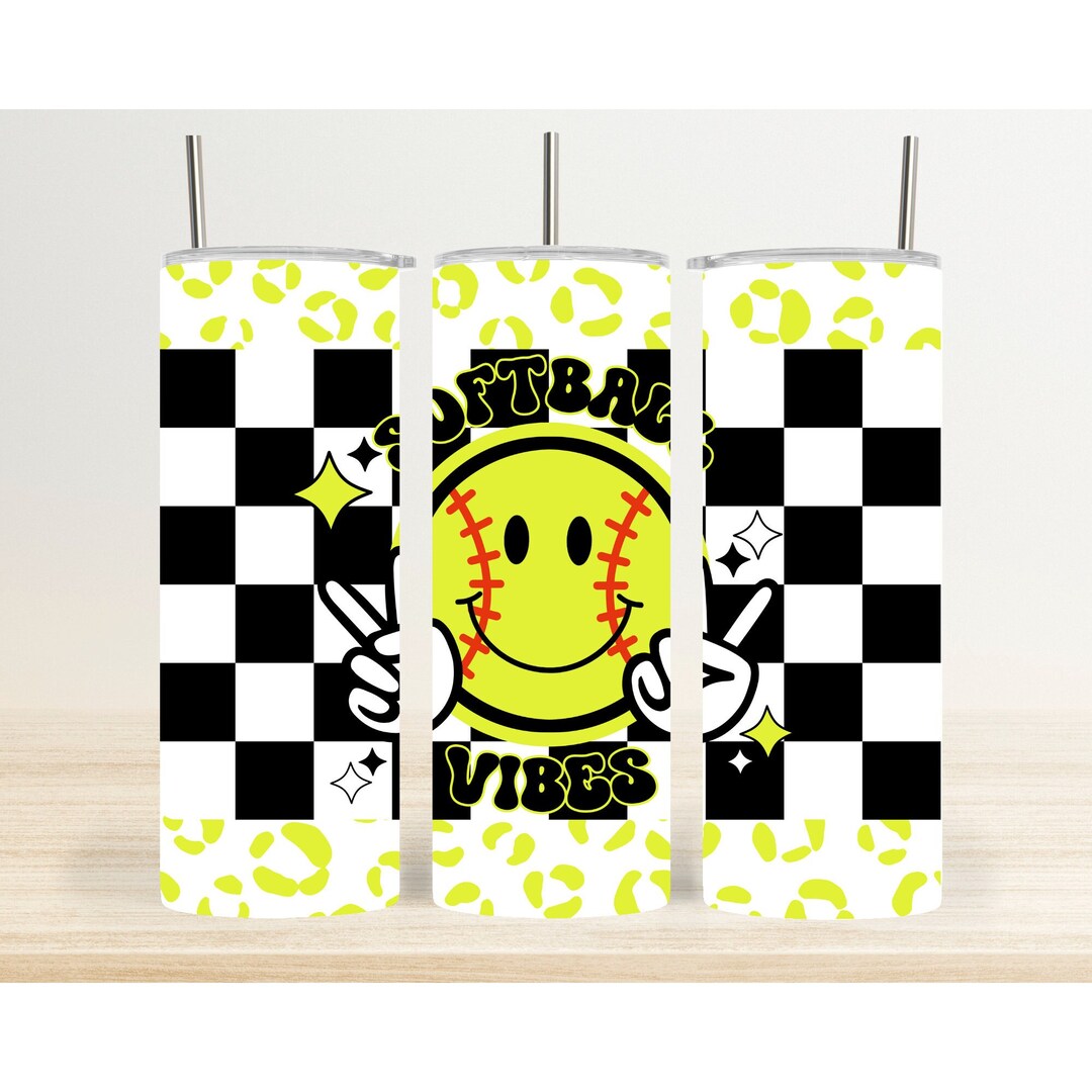 Softball Vibes Skinny Tumbler Wrap PNG, Softball Tumbler Wrap Digital ...
