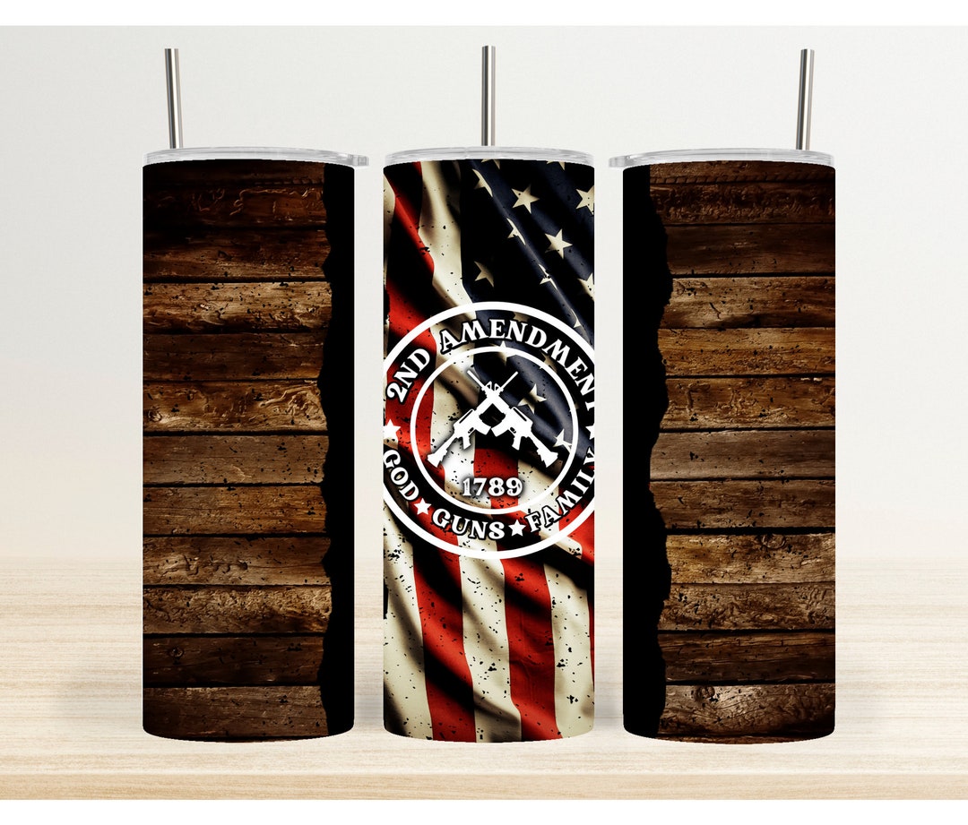 2ND Amendment - Gods, Guns, Family - Skinny Tumbler Wrap Sublimation ...