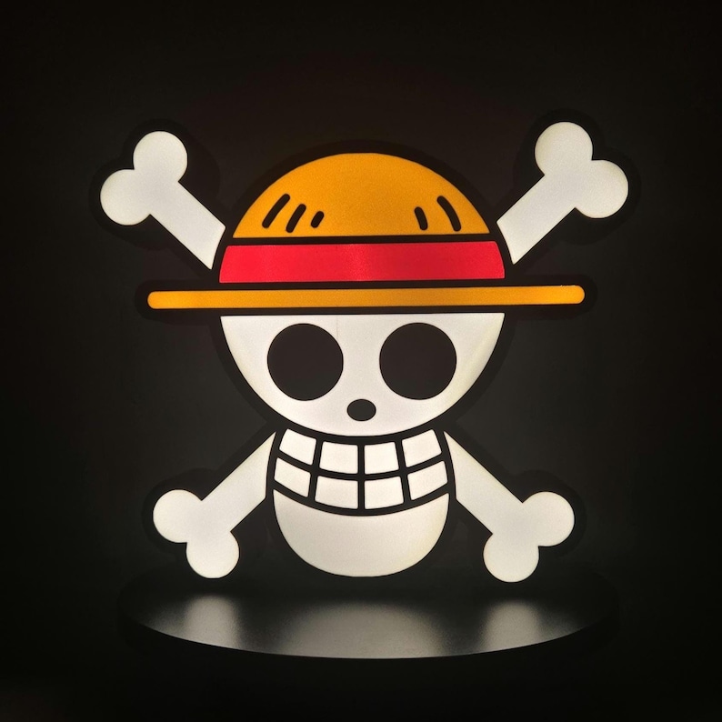 Straw Hat Inspired Jolly Roger Lightbox One | Piece Crew LED Sign With ...
