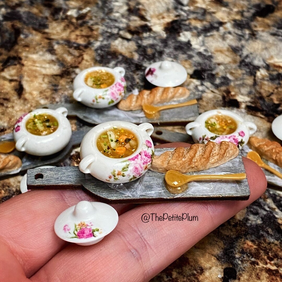 Miniature / Soup / Stew / Bread / Dollhouse/ Miniature Food/ Miniatures ...
