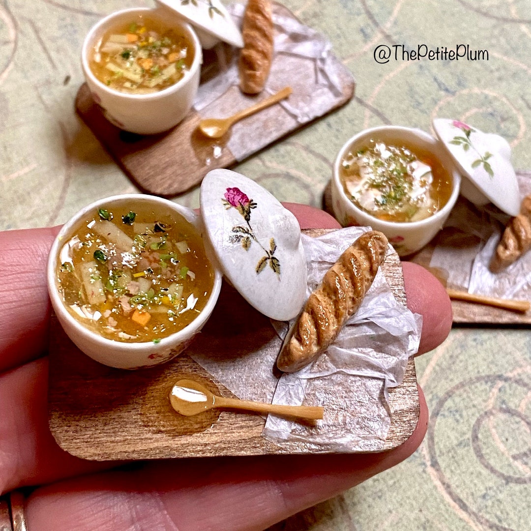 Miniature / Soup / Stew / Bread / Dollhouse/ Miniature Food/ - Etsy