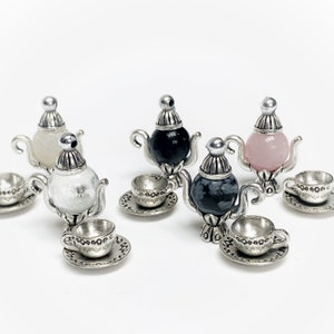 Miniature / Tea / Set / Crystal / Teapot / Dollhouse / Miniature Food ...