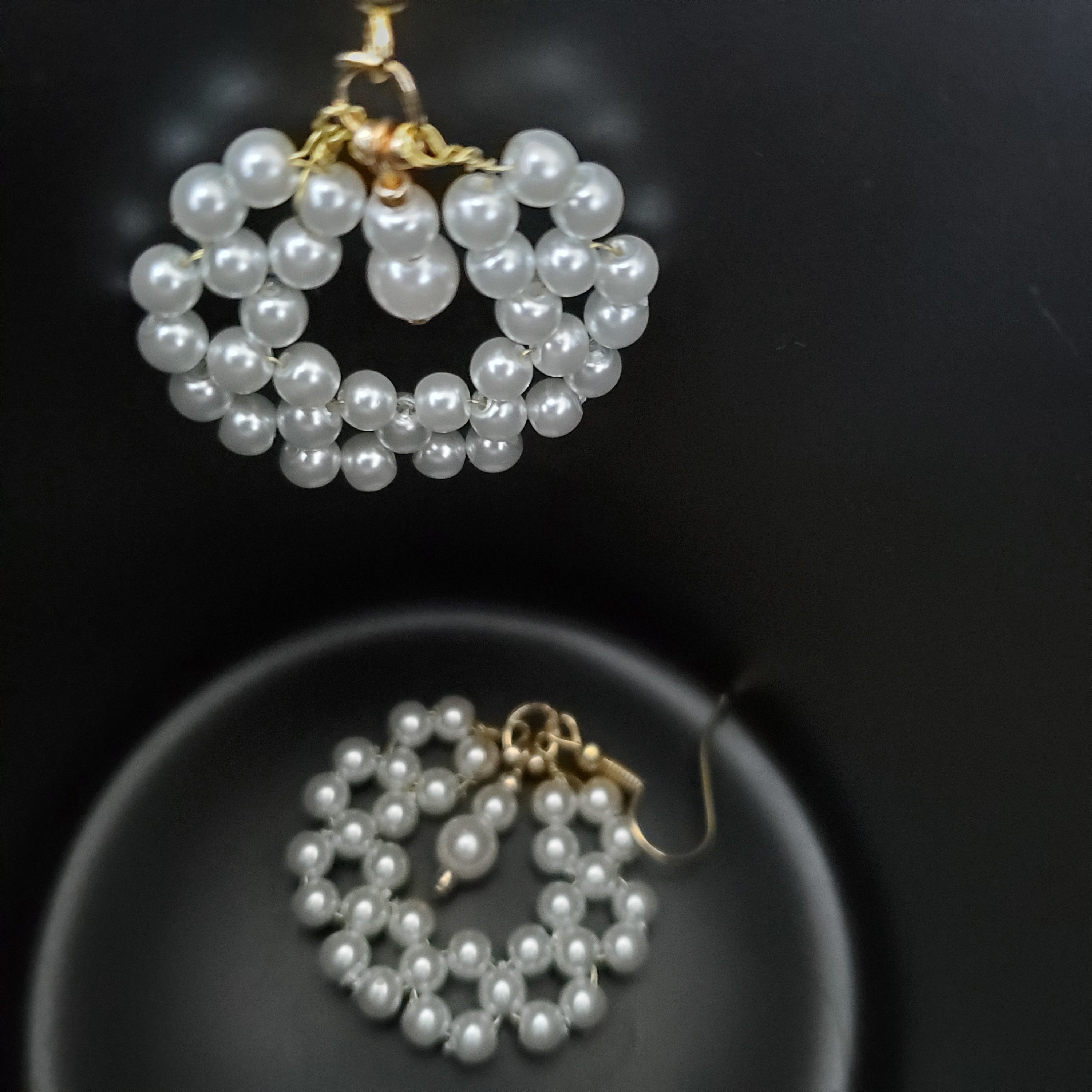 White Bead Hoop Earrings Unique Handcrafted Design - Etsy