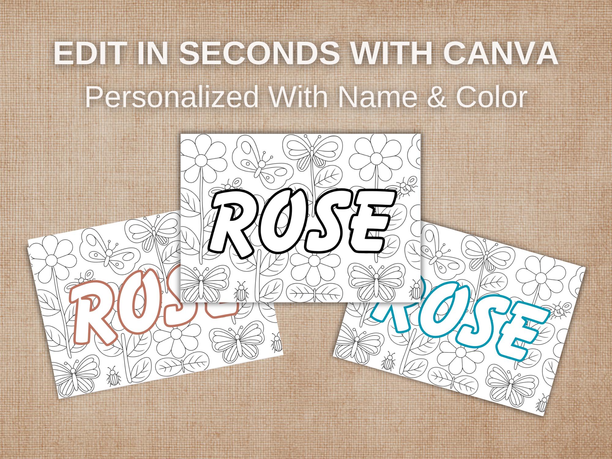 Editable Name Coloring Pages for Kids – Nature Theme Printable ...