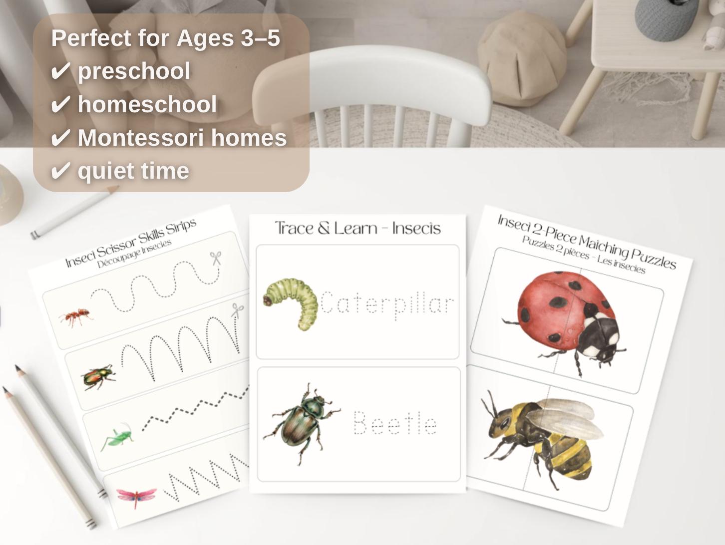 Insect Fine Motor Bundle Printable, Scissor Skills, Tracing, Lacing ...
