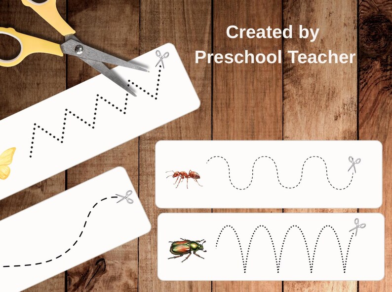 Insect Scissor Skills Cutting Strips Printable, Preschool Fine Motor ...