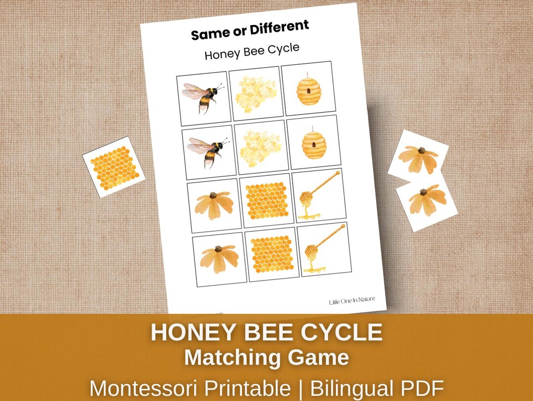 Bee Matching Game Printable | Preschool Bee Activity | Montessori ...
