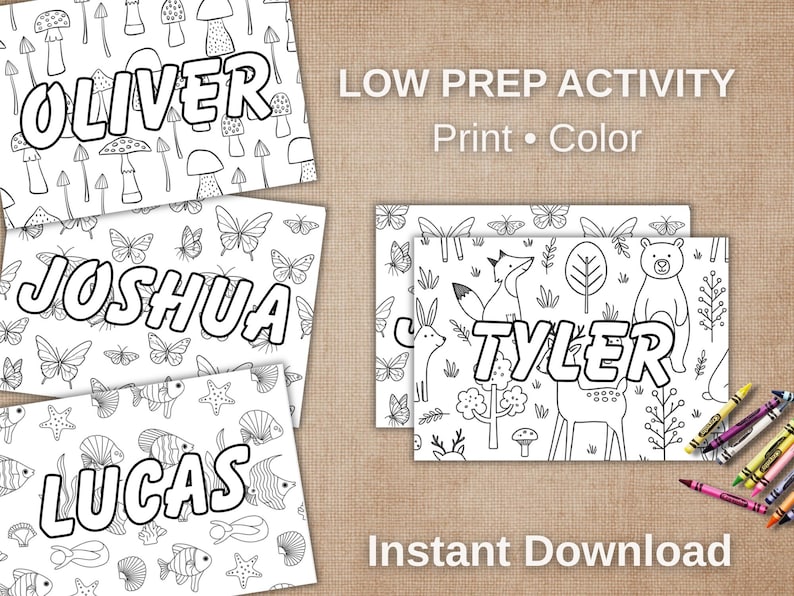 Editable Name Coloring Pages for Kids – Nature Theme Printable ...
