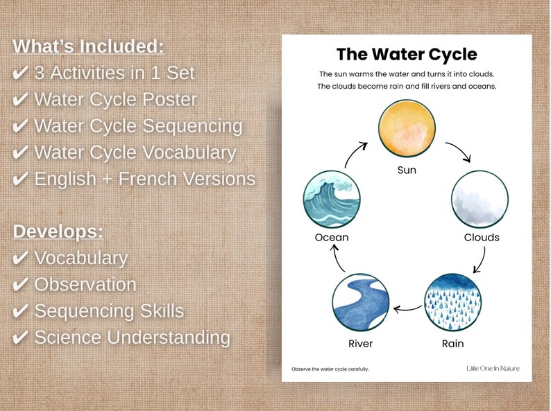 Water Cycle Printable | Montessori Earth Day | Preschool Science ...