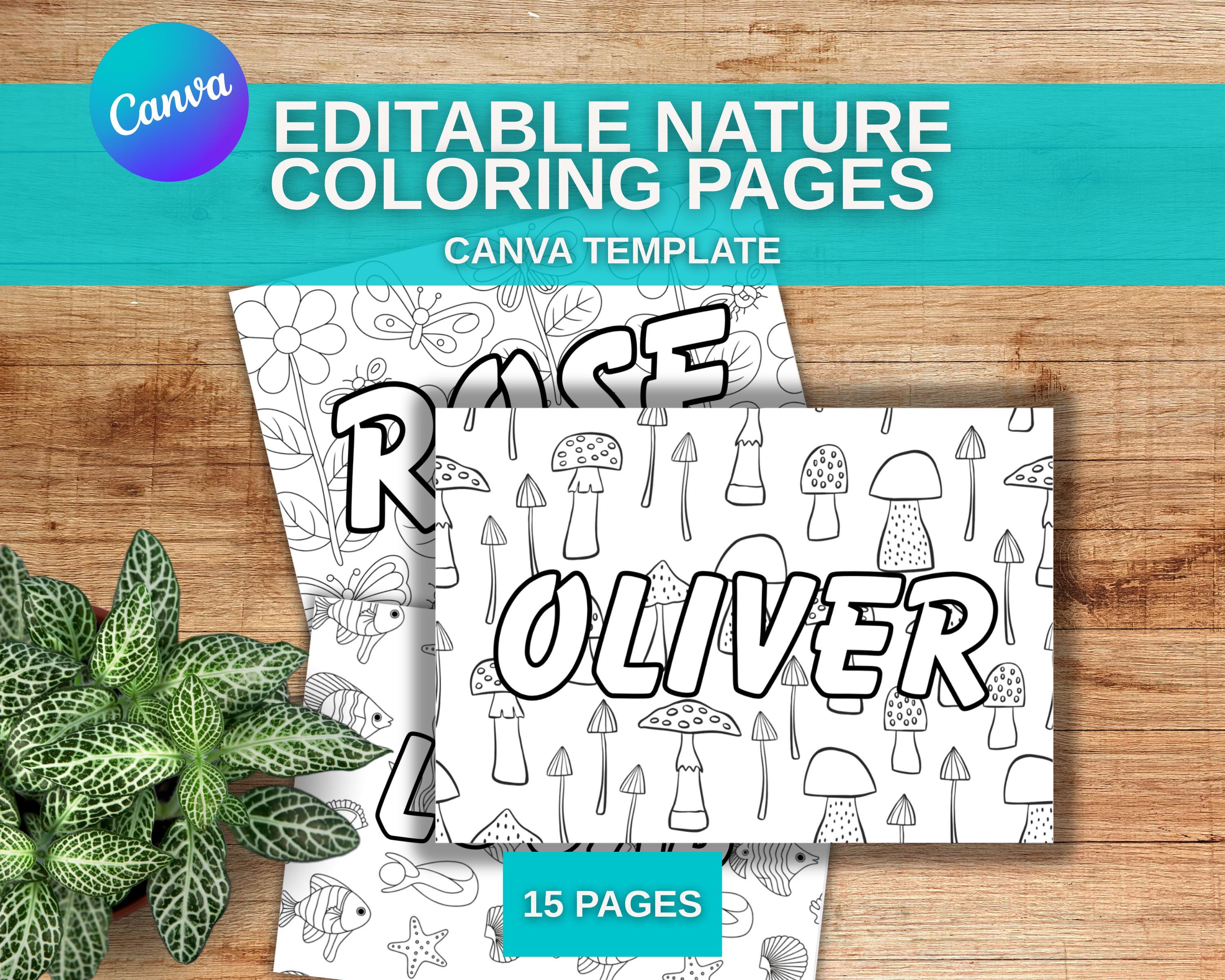 Editable Name Coloring Pages for Kids – Nature Theme Printable ...
