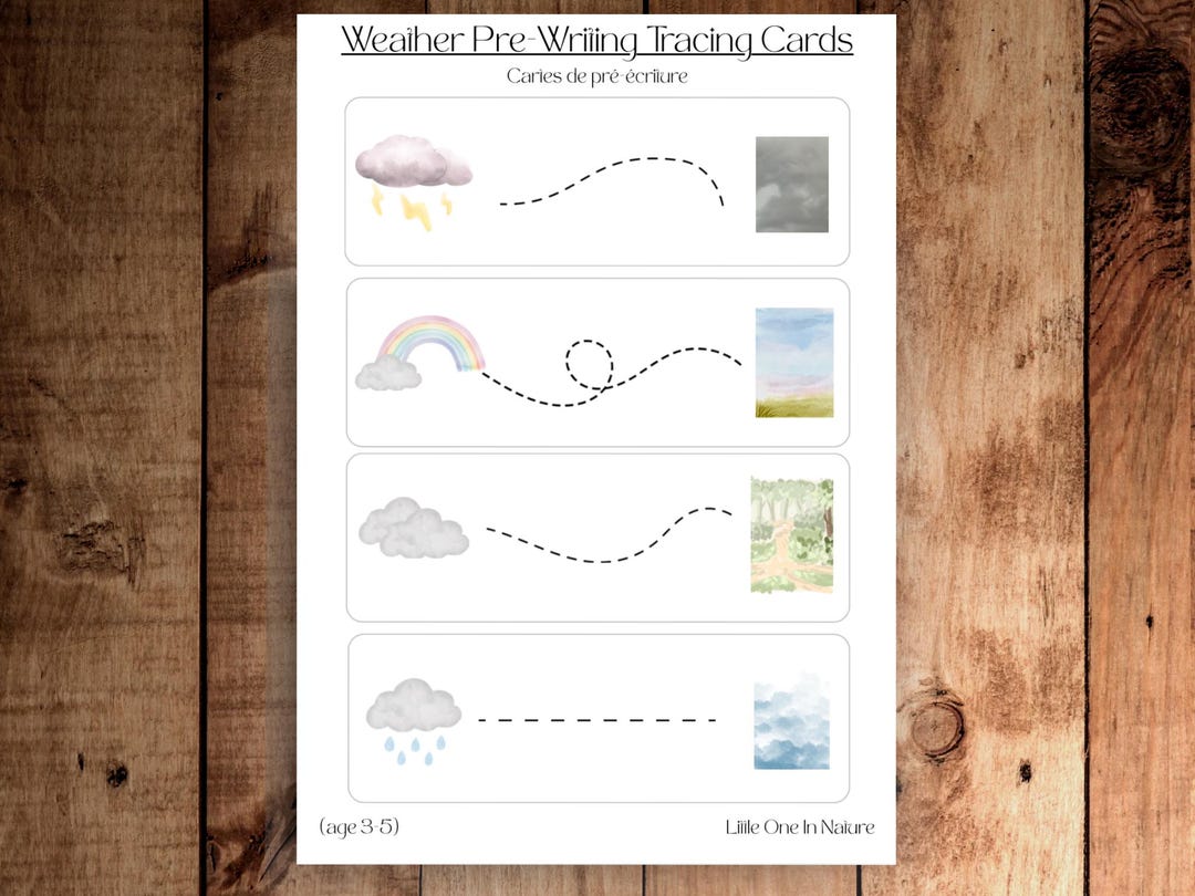 Weather Tracing Cards – Preschool Fine Motor Skills, Bilingual English ...