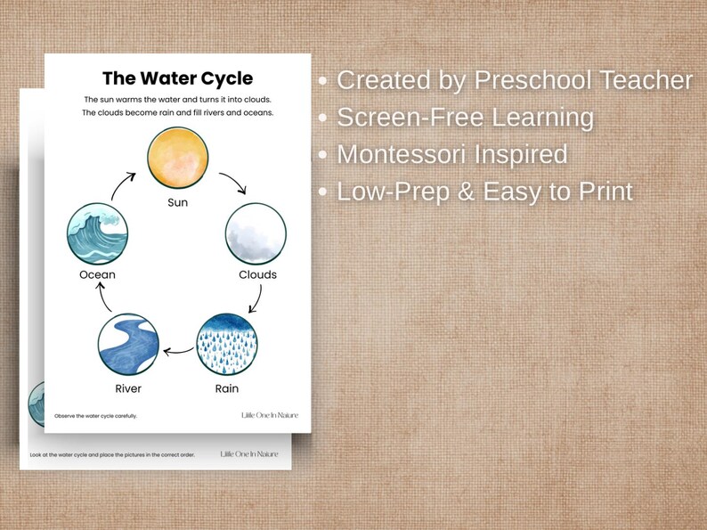 Water Cycle Printable | Montessori Earth Day | Preschool Science ...