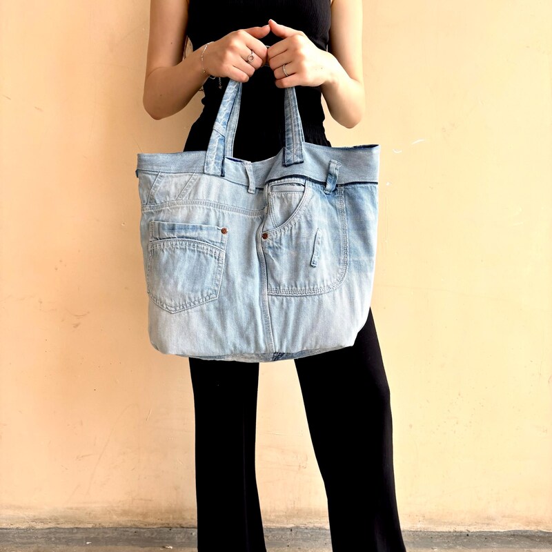 Denim Tote Bag - Etsy