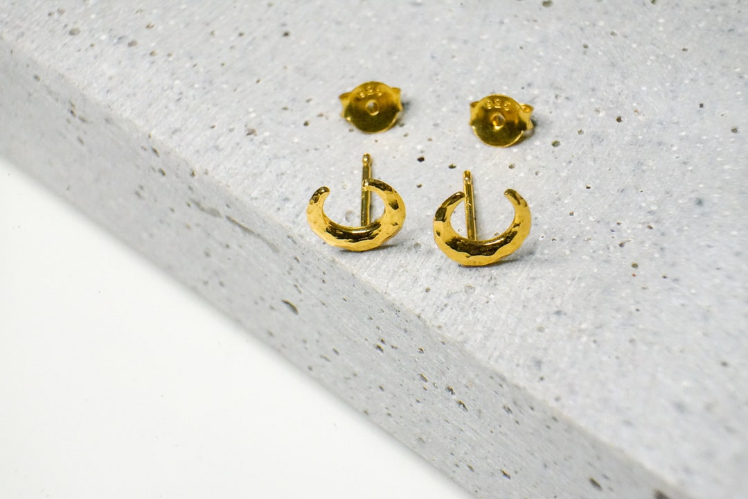 Earrings ora Moon, Moon Earrings Made of 925 Sterling Silver With 14K ...