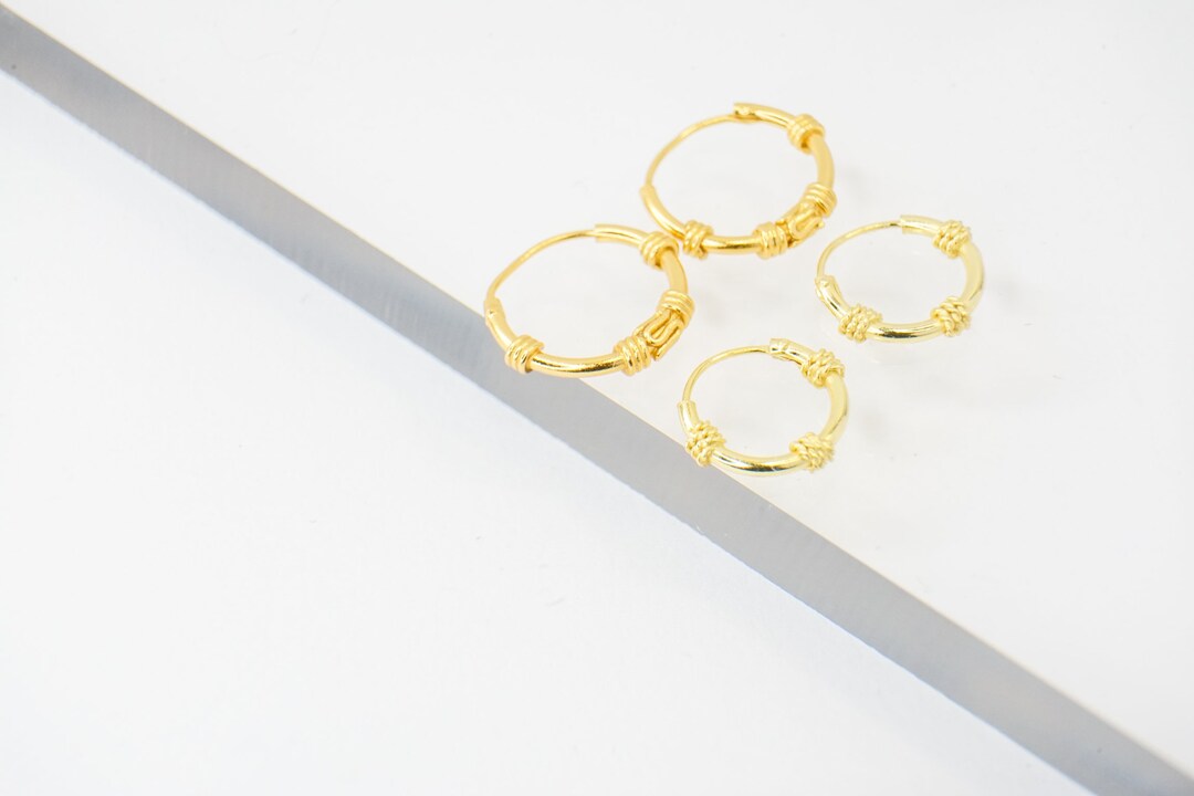 Buy Bali Hoops Gold 925 Sterling Silver 10mm 12mm Gold Hoop Earrings ...