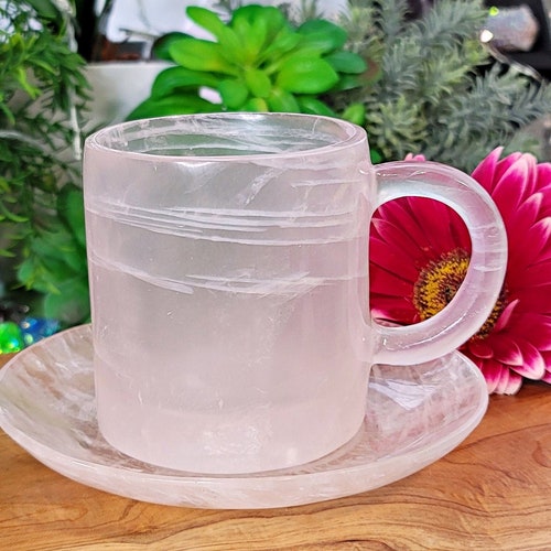 High Grade Gemmy Rose Quartz Tea Mug Set C-622 - Etsy
