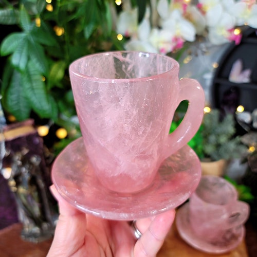 High Grade Gemmy Rose Quartz Tea Mug Set C-622 | Etsy