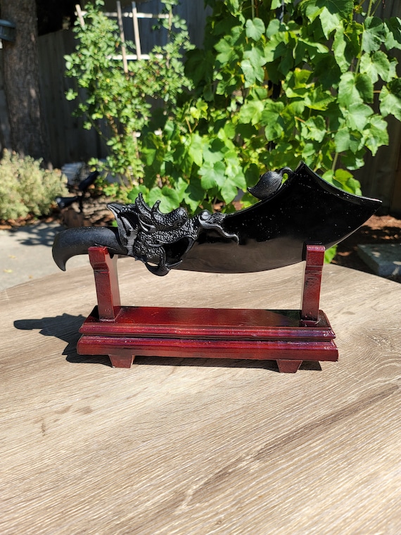 XL Obsidian Chinese Dragon Dadao Sword on Wooden Stand C-738 - Etsy
