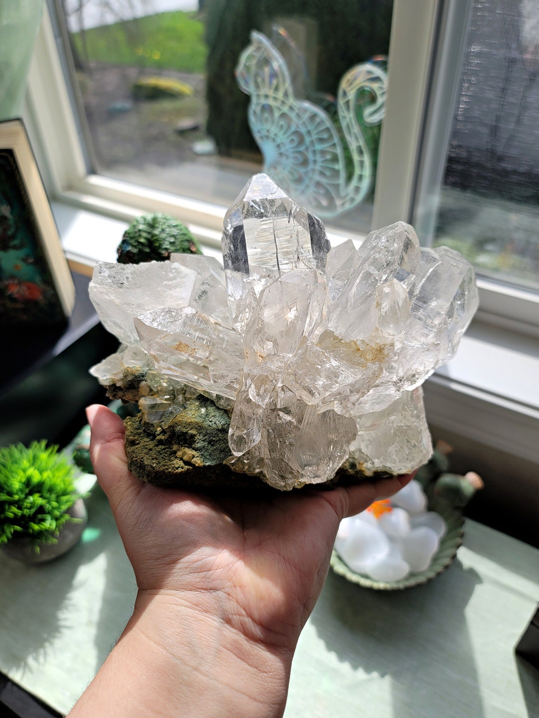Stunning Himalayan Quartz Flower Cluster With Chlorite & Anatase ...