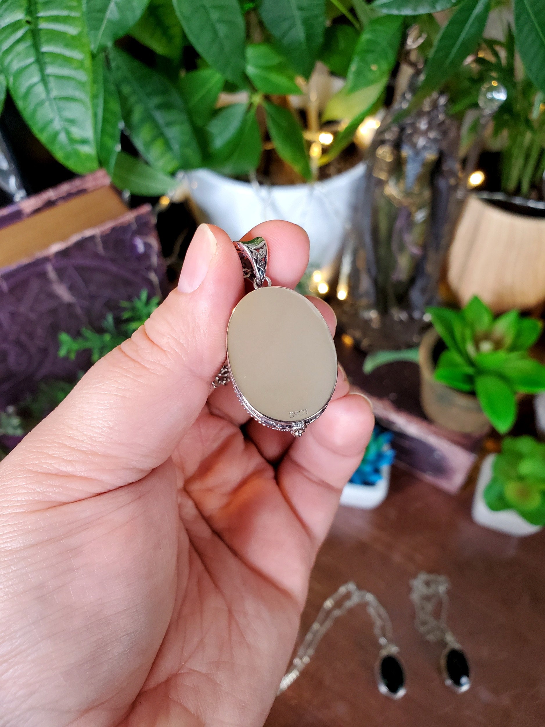 Vintage Obsidian Spell Locket 925 Sterling Silver Necklace - Etsy