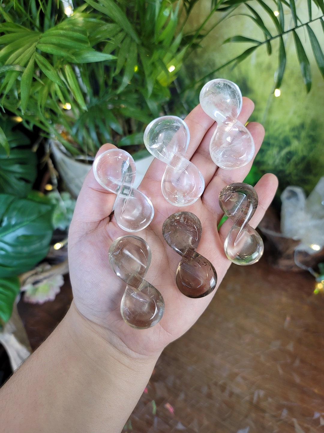 Crystal Infinity Symbol Palmstone clear Quartz & Smoky C-1047 - Etsy