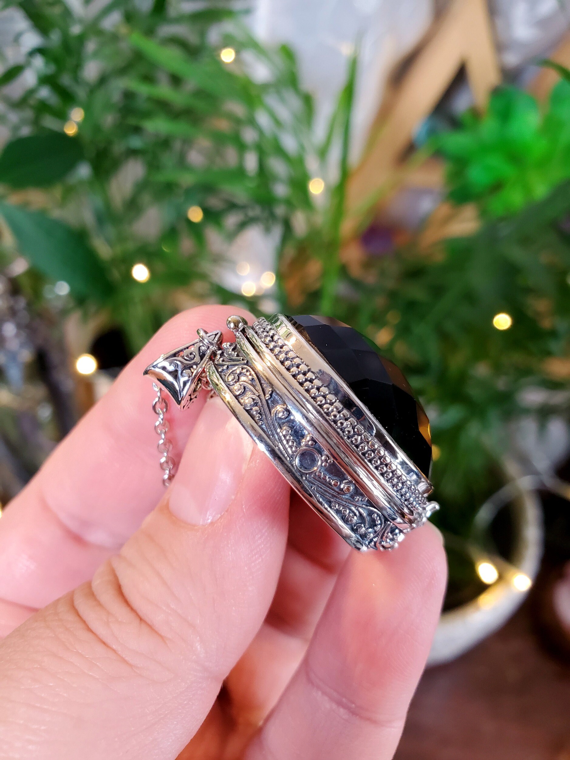 Vintage Obsidian Spell Locket 925 Sterling Silver Necklace - Etsy