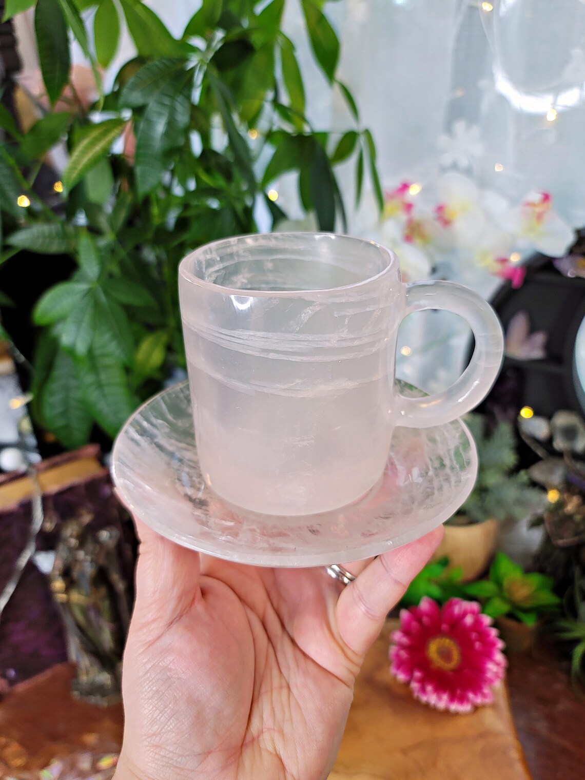 High Grade Gemmy Rose Quartz Tea Mug Set C-622 | Etsy