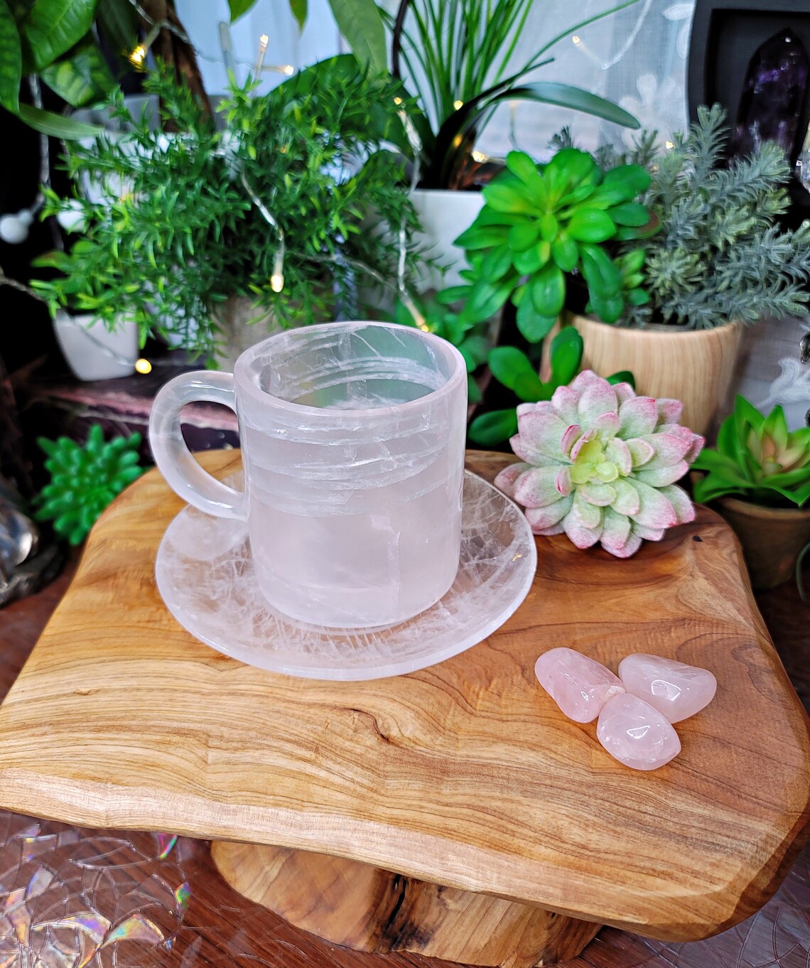High Grade Gemmy Rose Quartz Tea Mug Set C-622 | Etsy