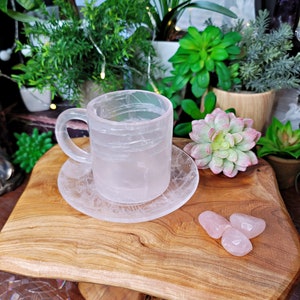 High Grade Gemmy Rose Quartz Tea Mug Set C-622 - Etsy