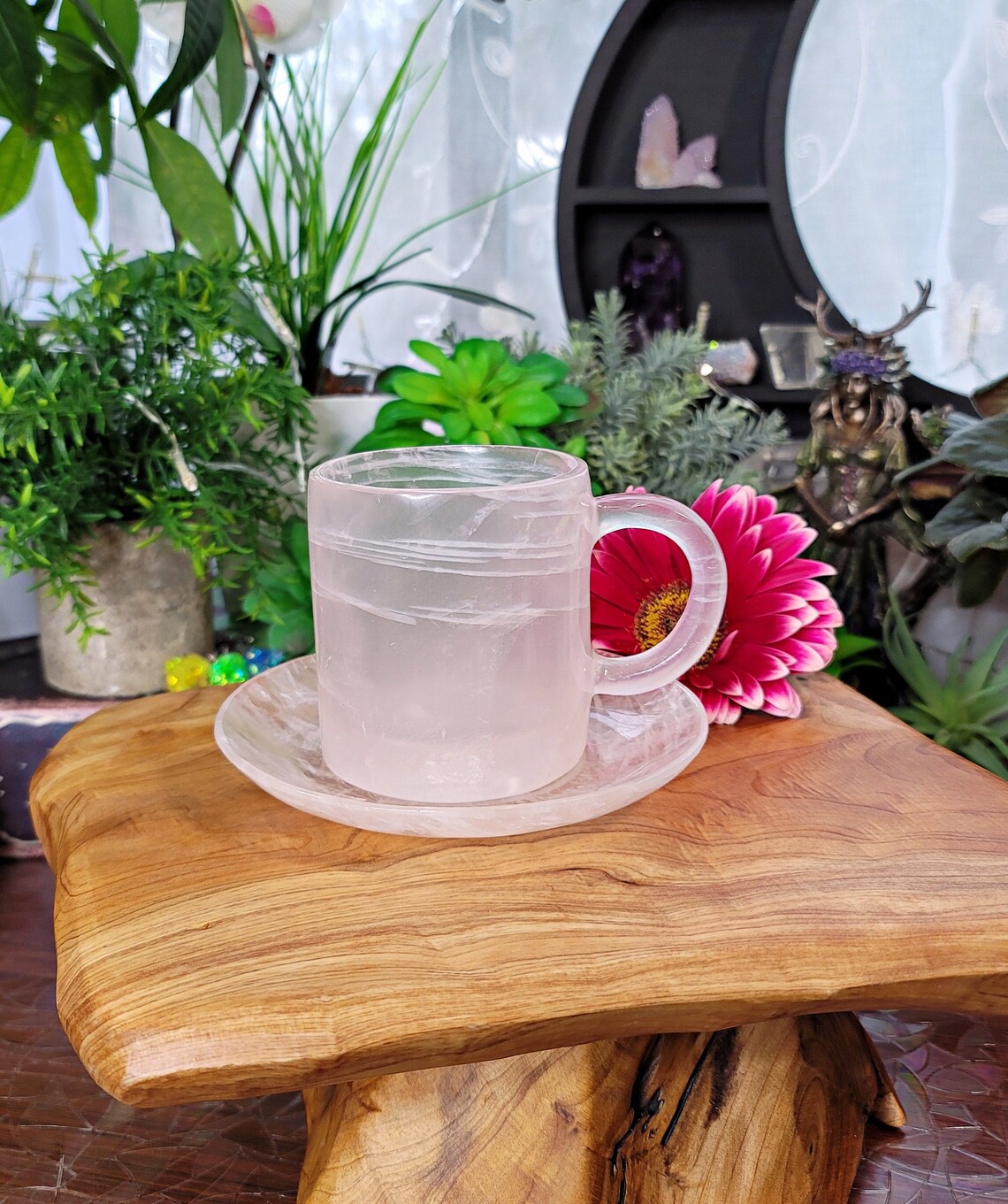 High Grade Gemmy Rose Quartz Tea Mug Set C-622 | Etsy
