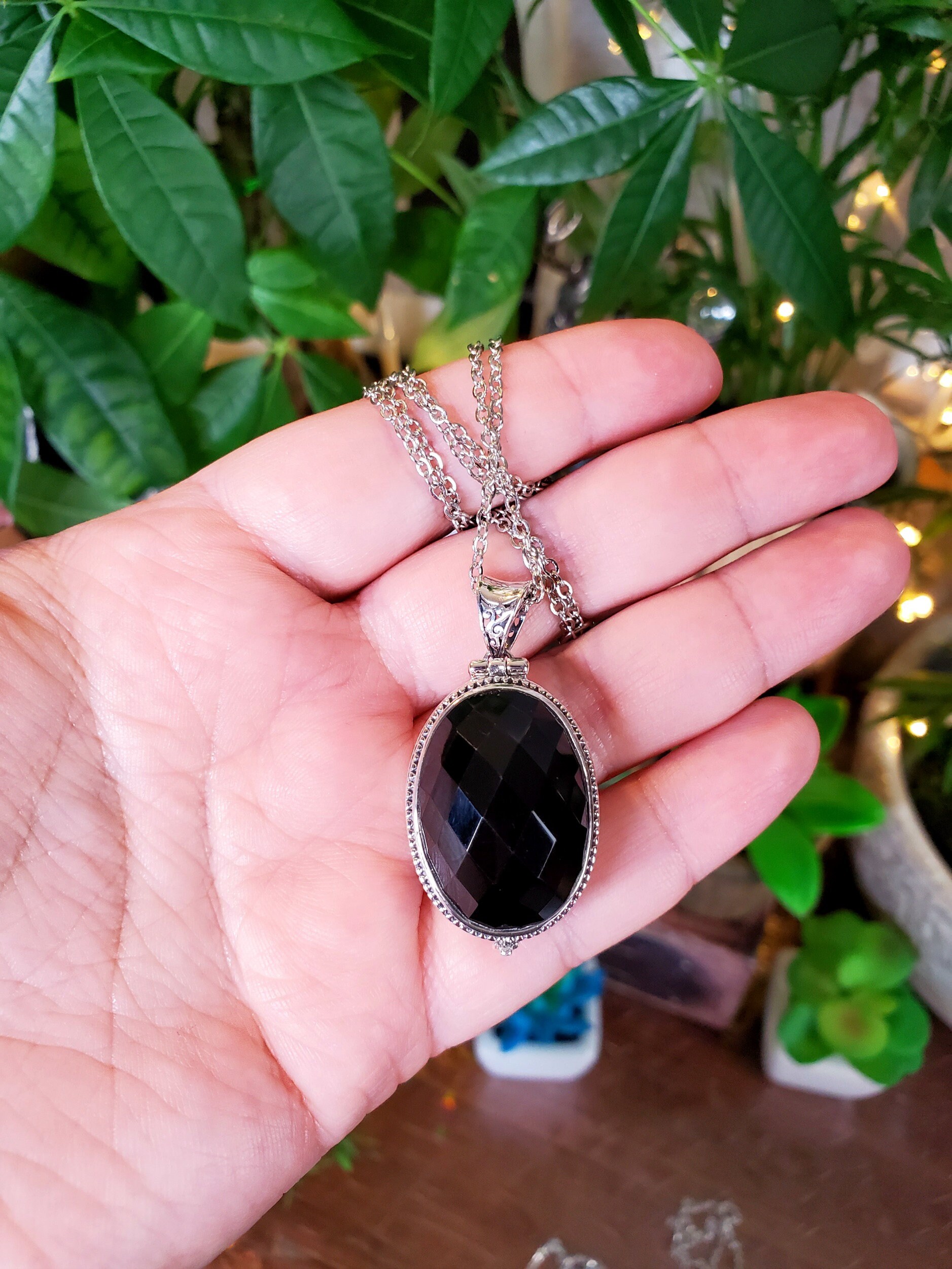 Vintage Obsidian Spell Locket 925 Sterling Silver Necklace - Etsy