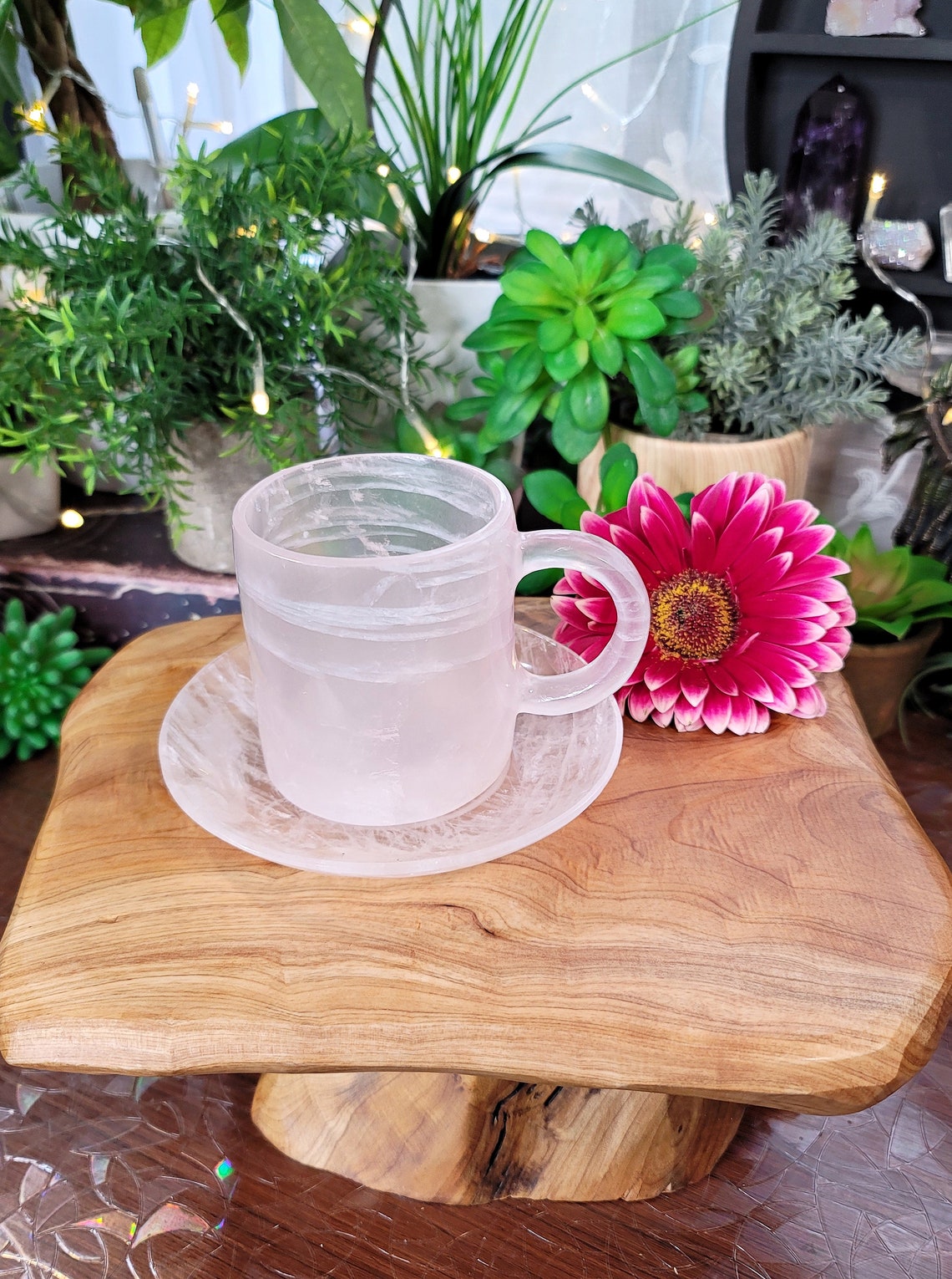 High Grade Gemmy Rose Quartz Tea Mug Set C-622 | Etsy