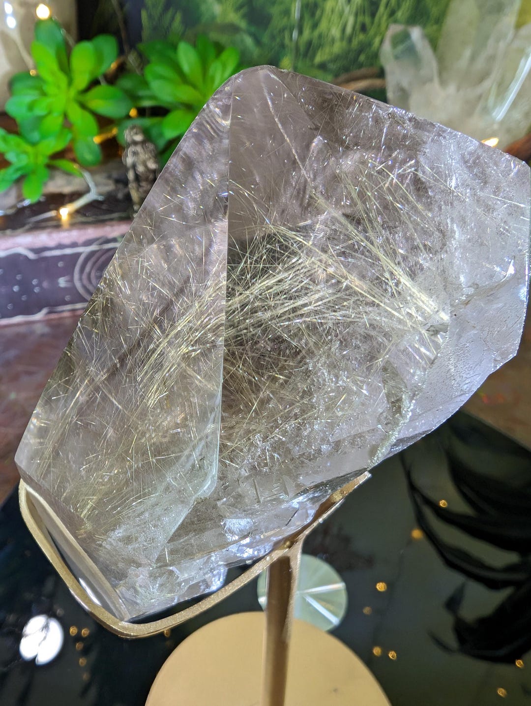HQ Smoky Quartz Point Filled With Gold Rutile & Elestial Back C-1164 - Etsy