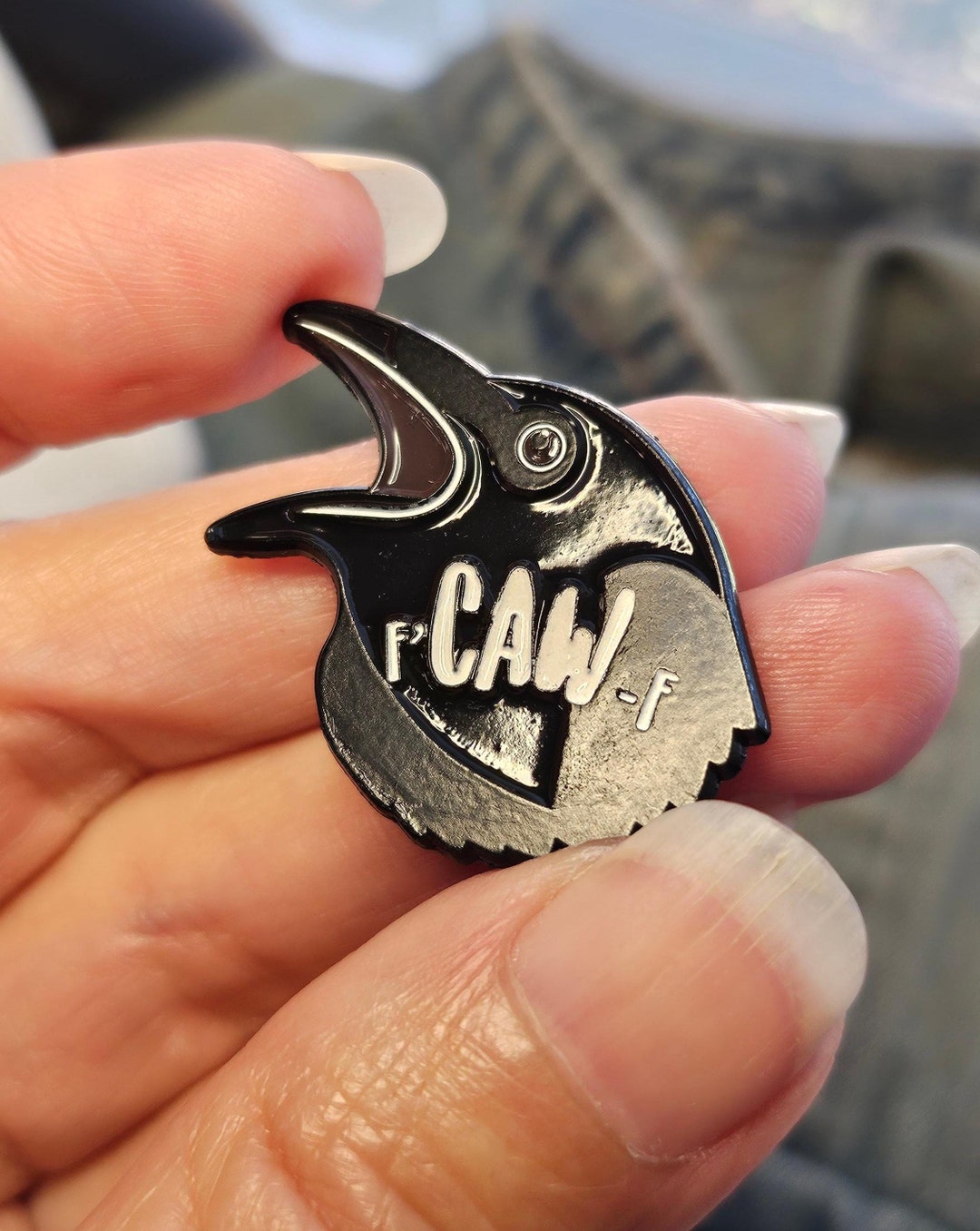 F'CAW-F Enamel Pin | Crow Pin | Sweary Gift | Fun, Sarcastic Present ...