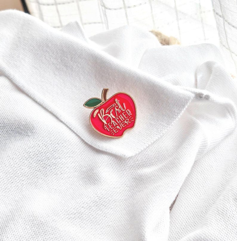 Best Teacher Ever Apple Enamel Pin | Teacher Gift - Etsy