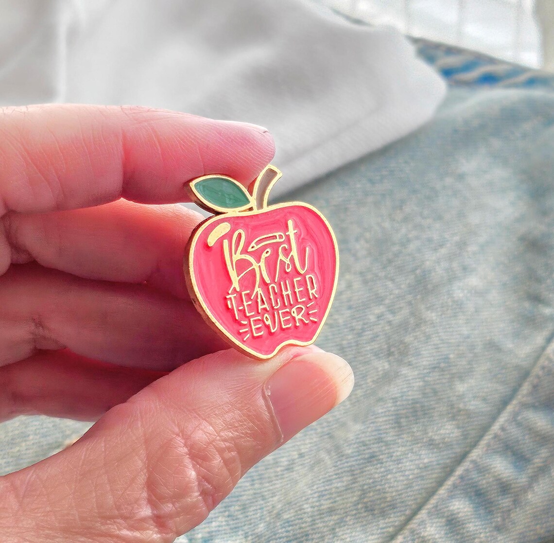 Best Teacher Ever Apple Enamel Pin | Teacher Gift - Etsy