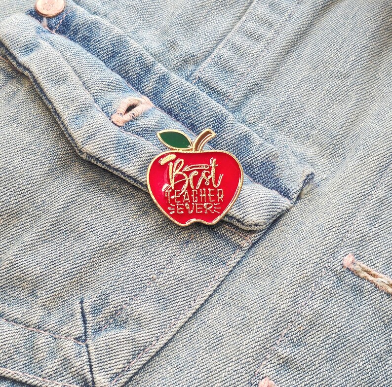 Best Teacher Ever Apple Enamel Pin | Teacher Gift - Etsy