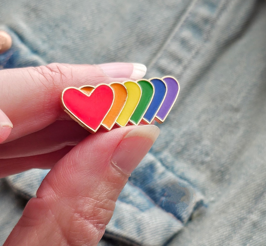 Rainbow Heart Enamel Pin | Colorful Pride Accessories - Etsy