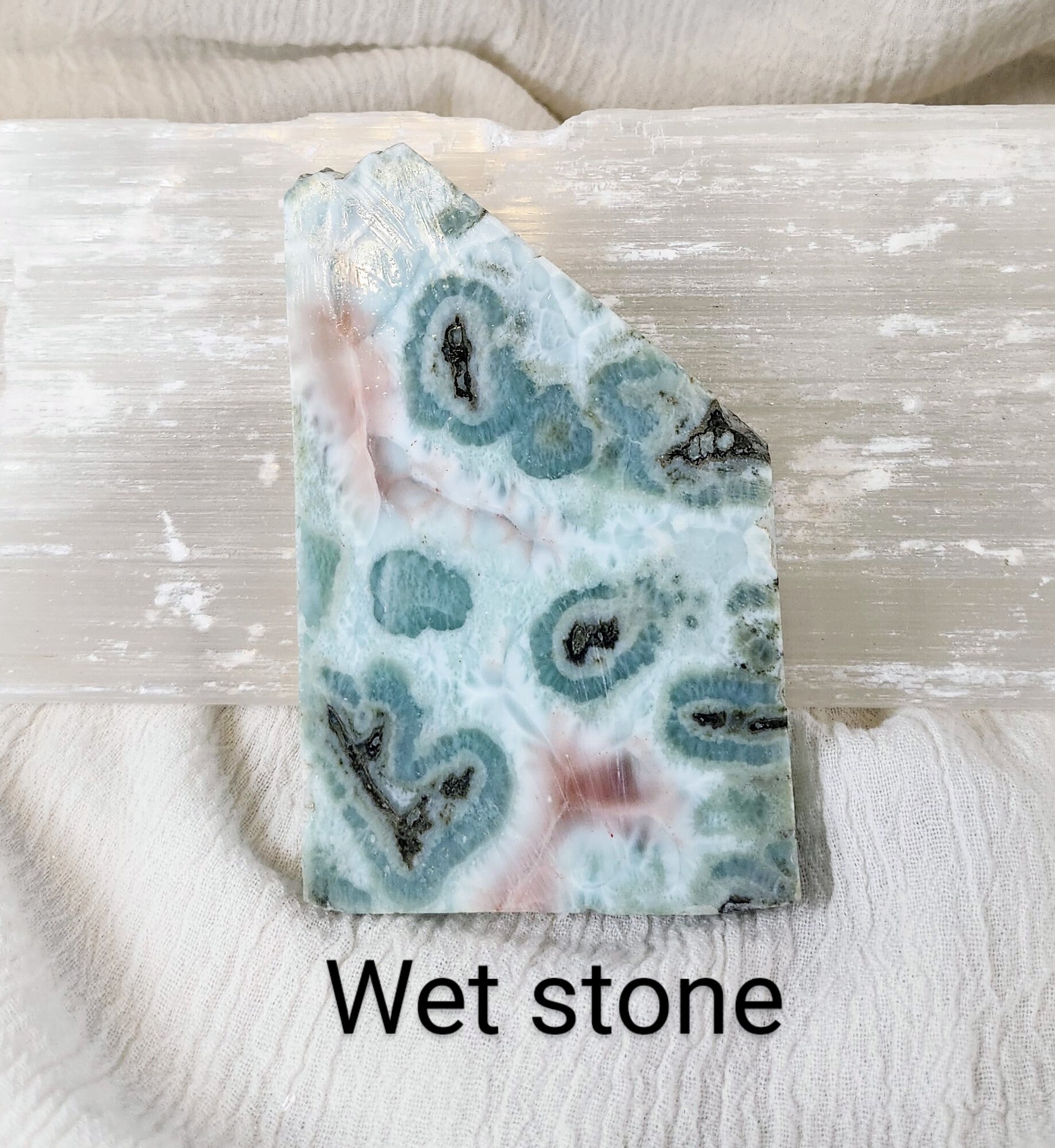 NATURAL LARIMAR STONE Slab, Blue Pectolite, Lightly Polished, Larimar ...