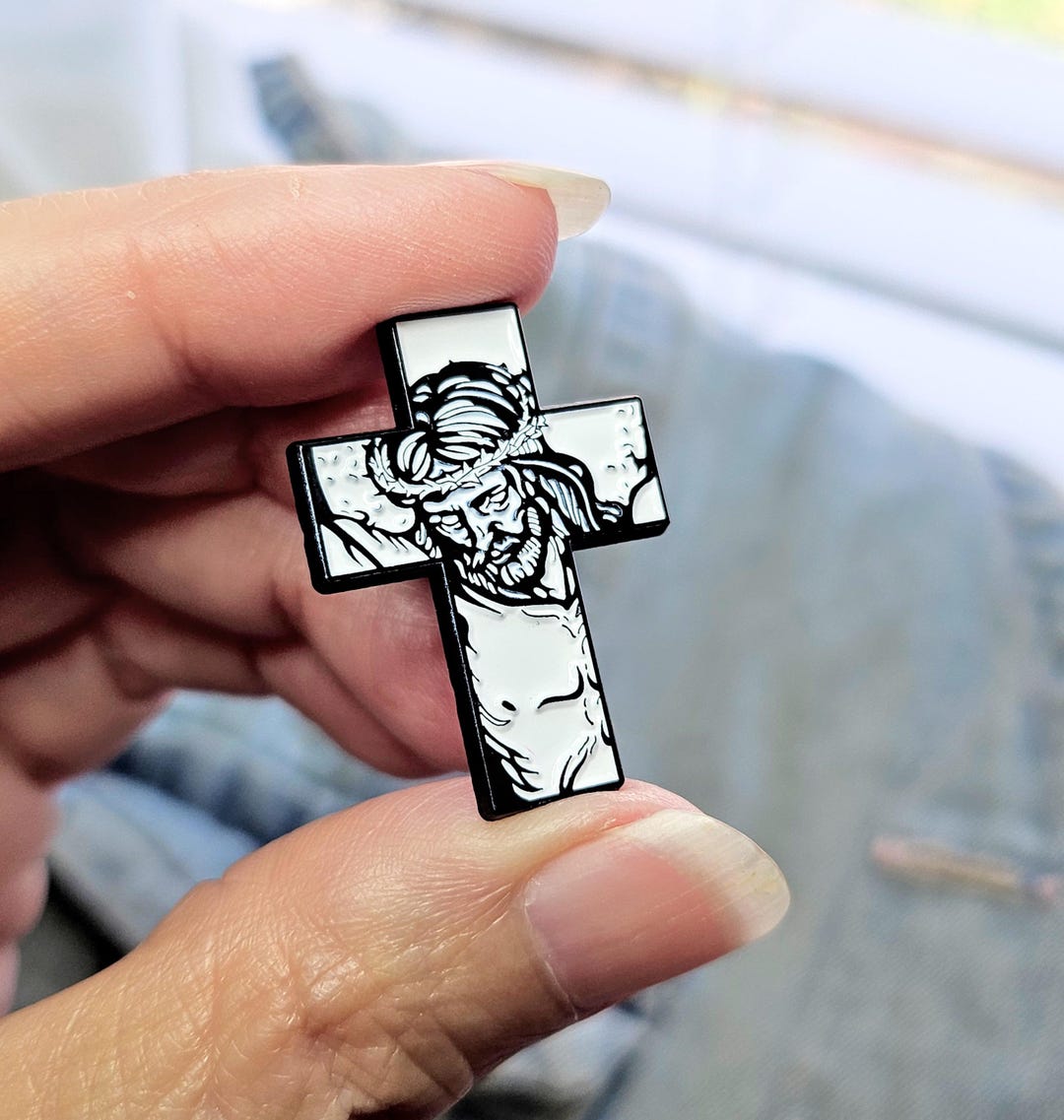 JESUS and Cross Enamel Pin Tie Tack, Backpack Badge, Cap Accessory ...