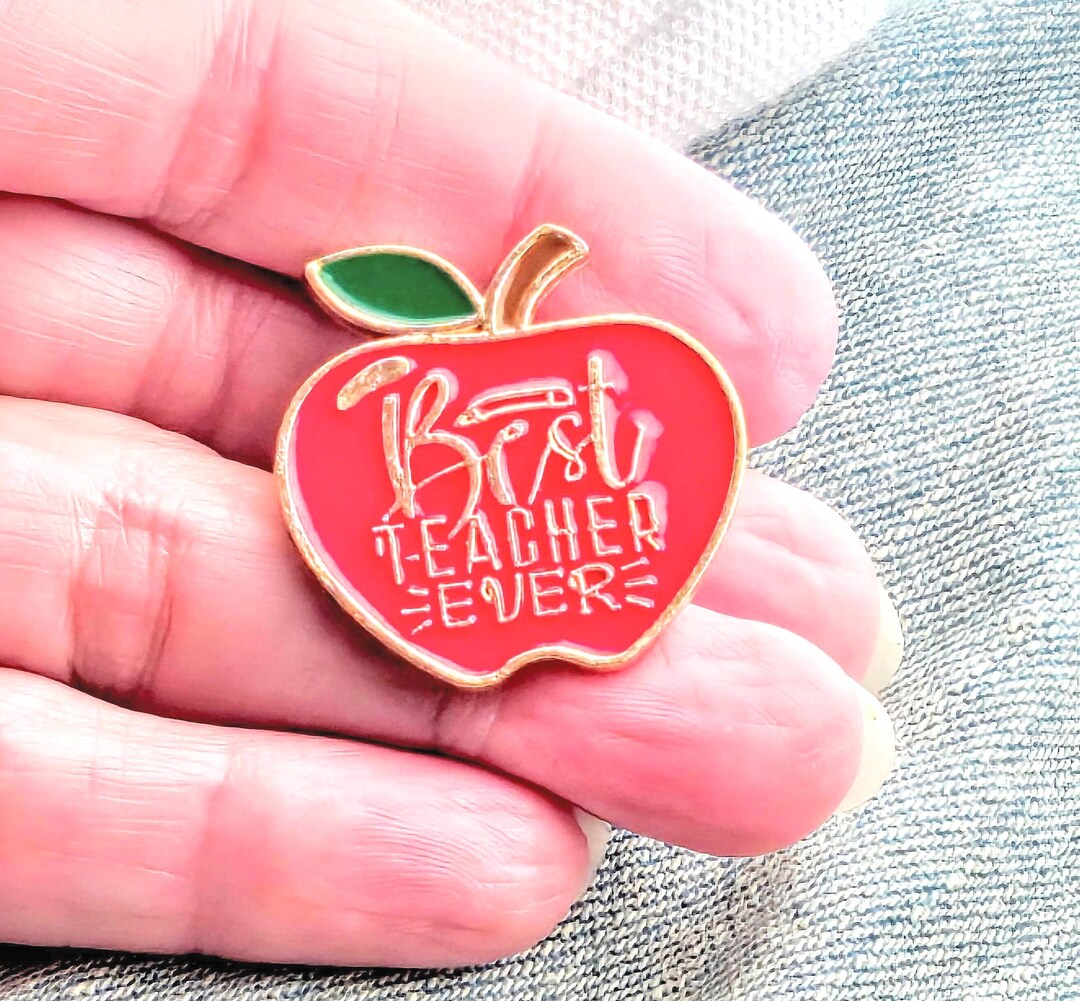 Best Teacher Ever Apple Enamel Pin | Teacher Gift - Etsy