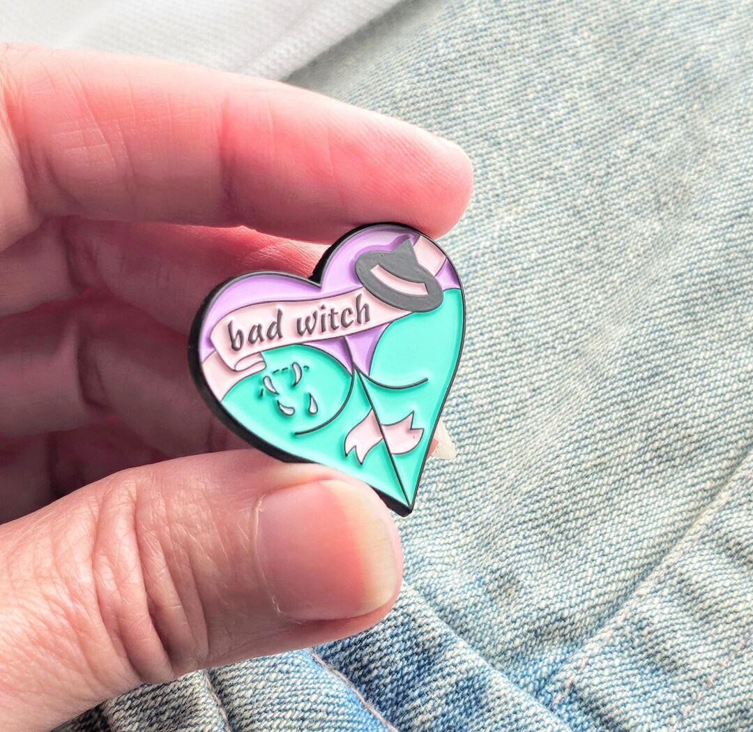 Wicked 'bad Witch' Enamel Pin Heart-shaped Witchy Pin Cute Valentines ...