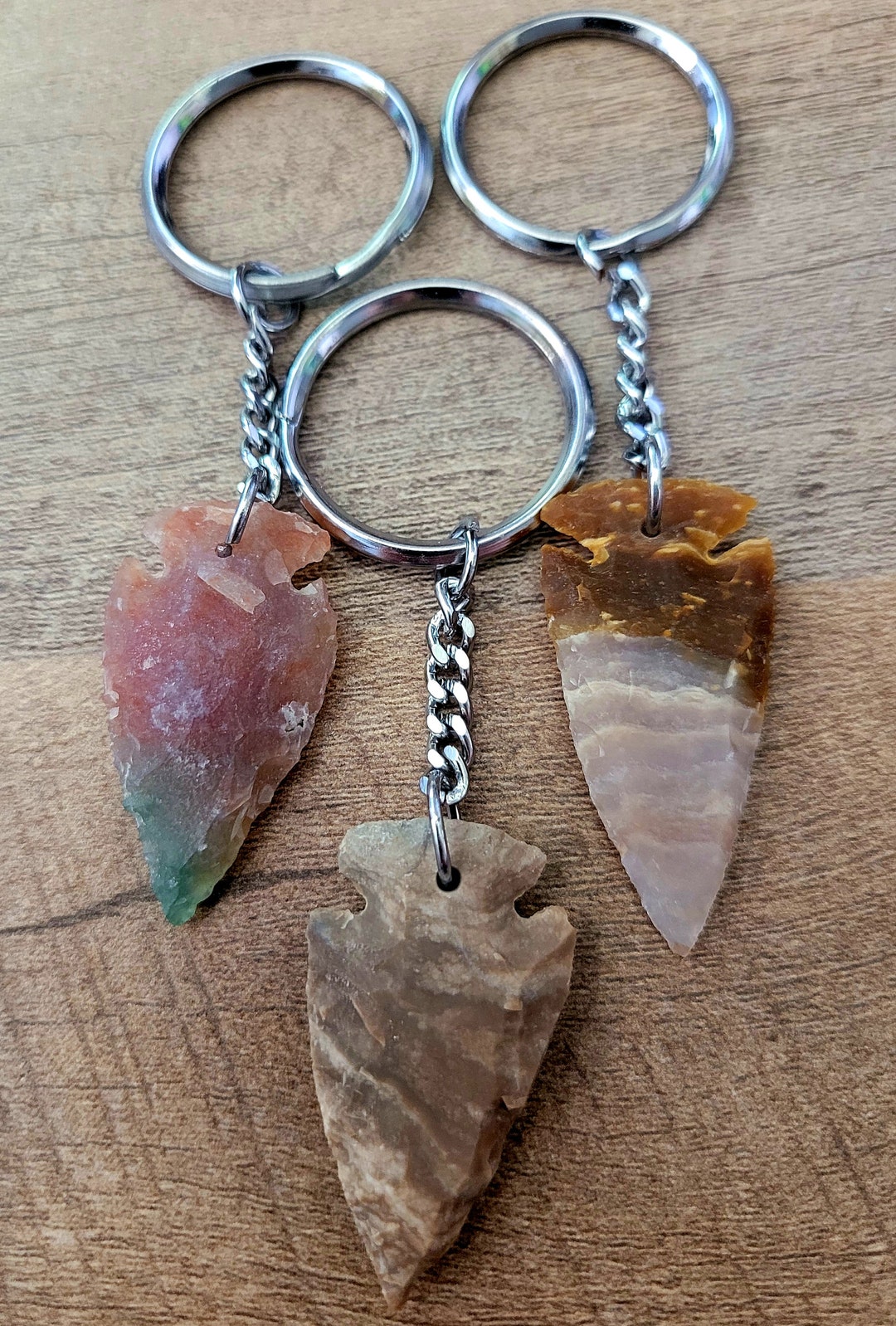 Stone Arrowhead Keychain - Etsy