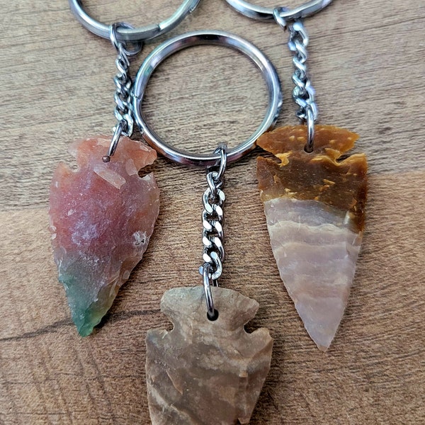 Stone Arrowhead Keychain - Etsy