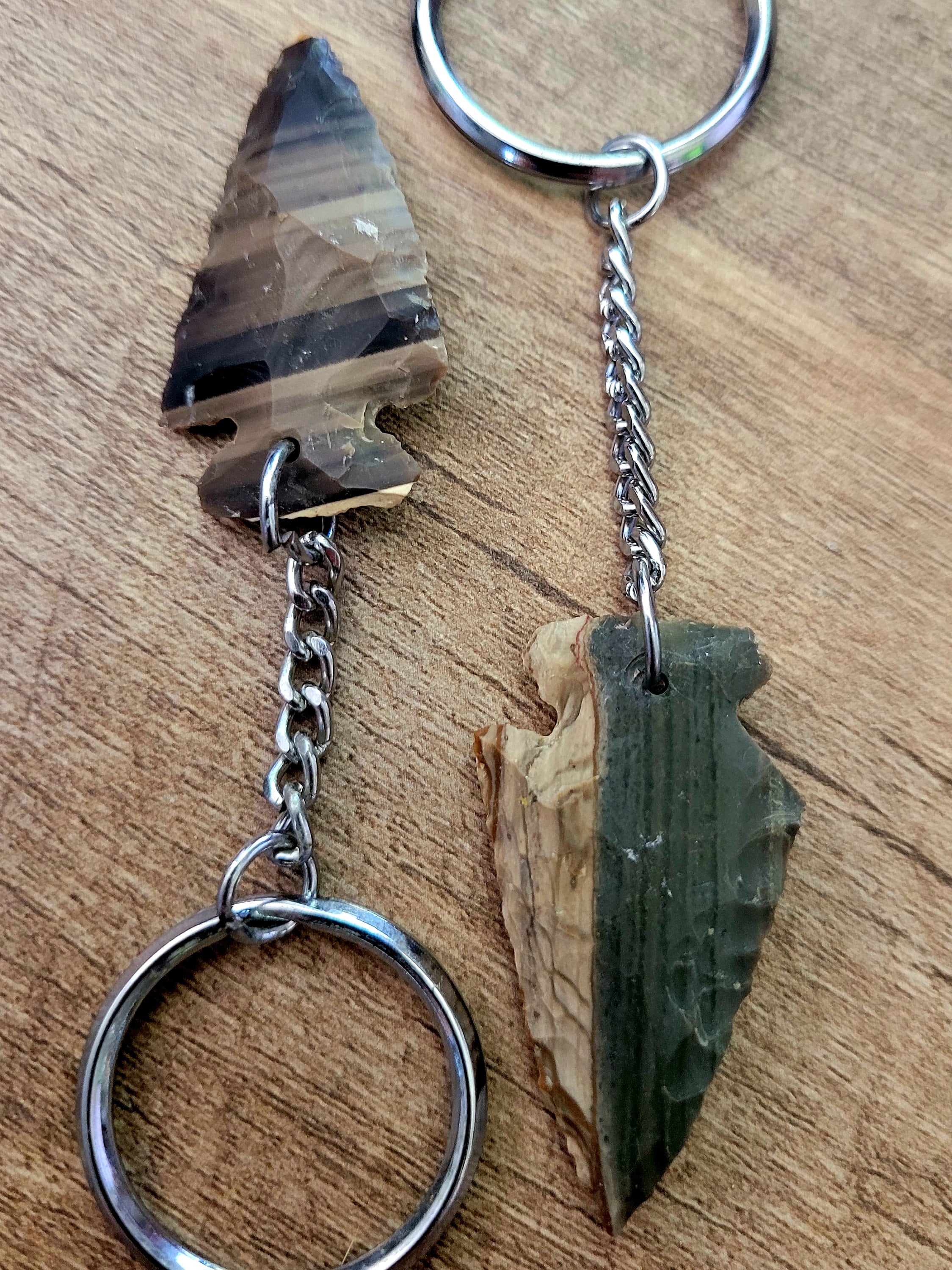 Stone Arrowhead Keychain - Etsy