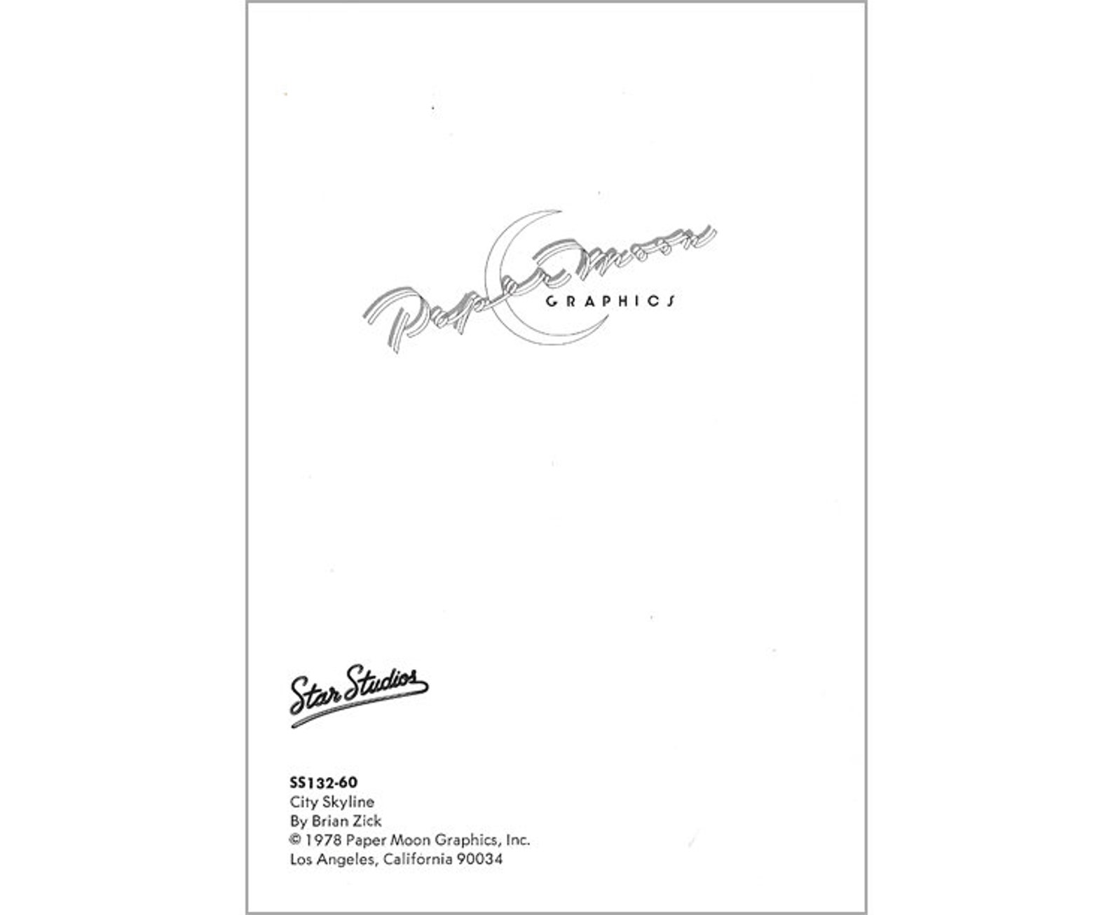 Vintage Paper Moon Graphics Greeting Card, City Skyline, by Brian Zick ...