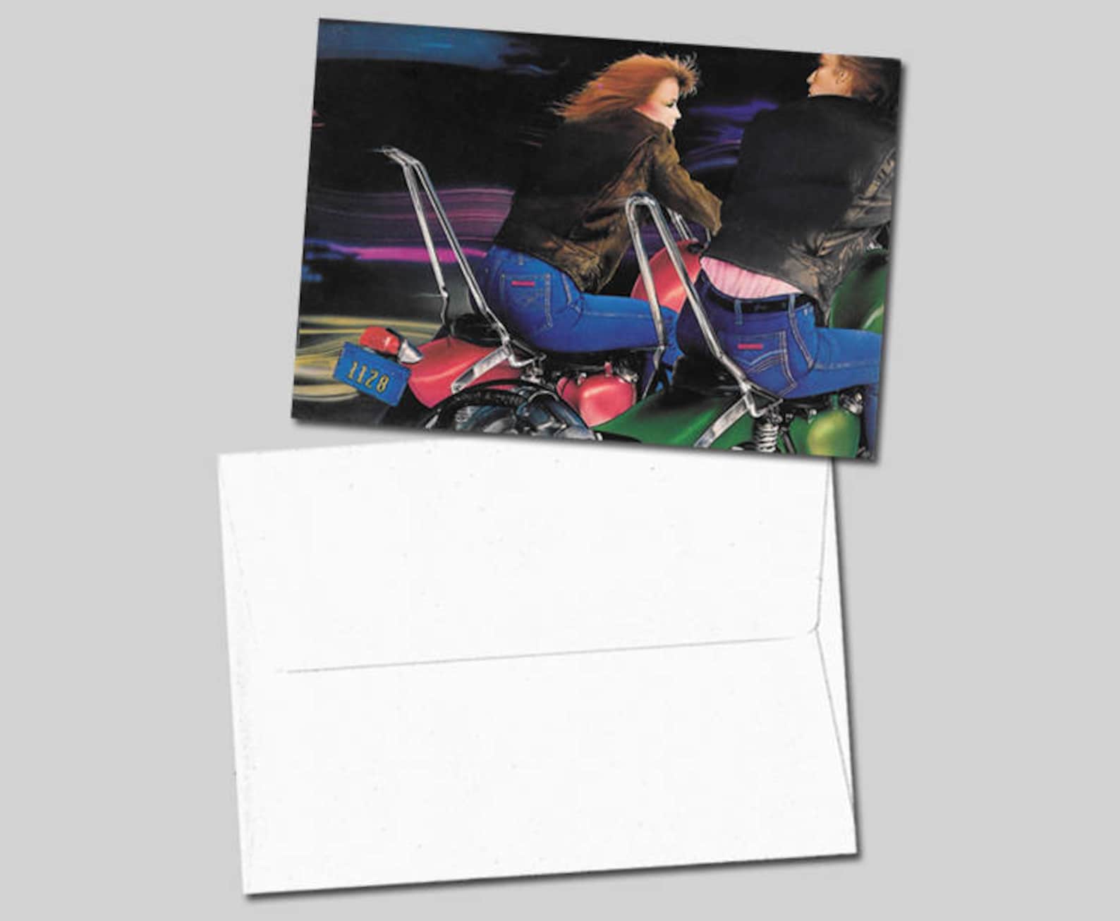 Vintage Paper Moon Graphics Greeting Card, Motorcycles, Leather Jackets ...