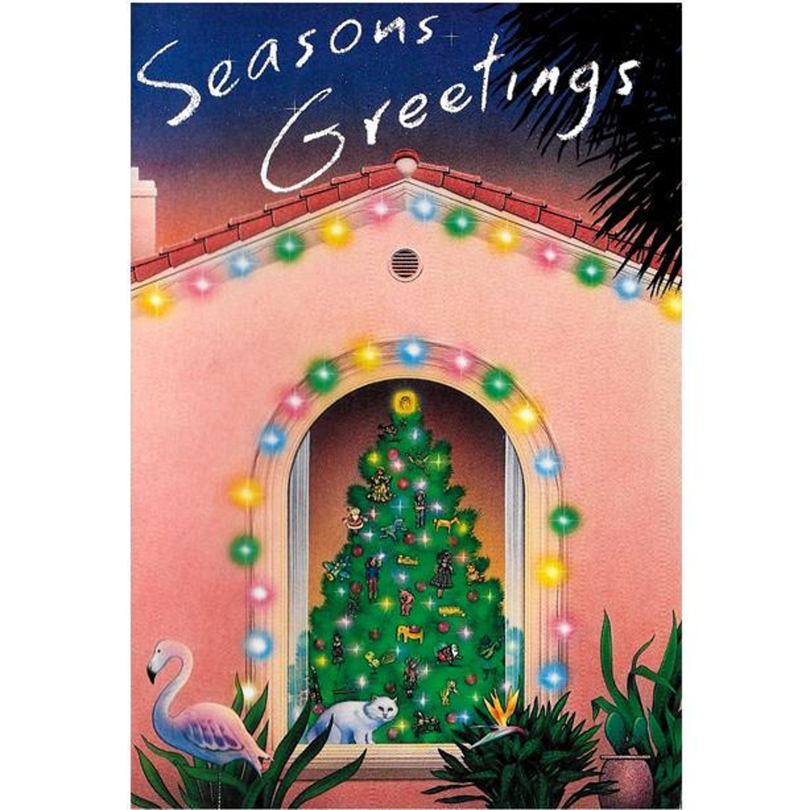 Vintage Paper Moon Graphics, Christmas Card, Vintage Christmas Card ...